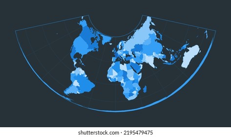 World Map Albers Conic Equalarea Projection Stock Vector (Royalty Free ...