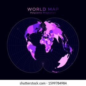 World Map Rectangular War Office Polyconic: vector de stock (libre de ...