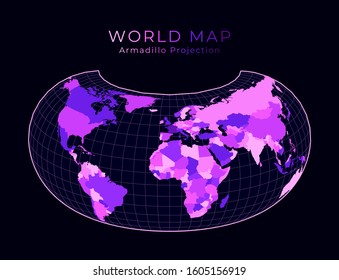 World Map Armadillo Projection Digital World: เวกเตอร์สต็อก (ปลอดค่า ...