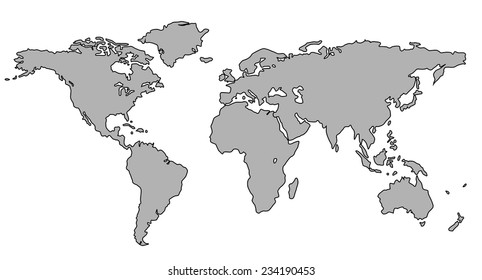 World Map World Map Atlas Gray Stock Vector (Royalty Free) 234190453 ...