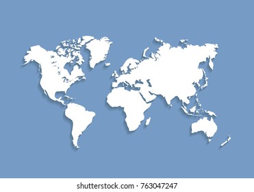 World Map Isolated On Blue Gradient Stock Illustration 1442617478 ...