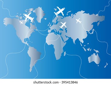 World Map Background Airplanes Stock Vector (Royalty Free) 395413846 ...