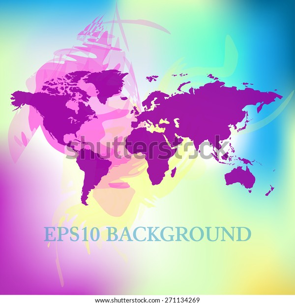 World Map Background Blue Pink Paint Stock Vector (Royalty Free ...