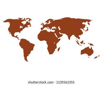 World Map Brown On White Background Stock Vector (Royalty Free ...
