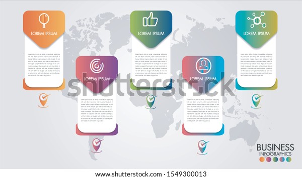 World Map Business Infographics 5 Step Stock Vector (Royalty Free ...