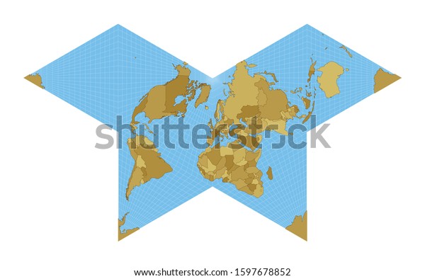 World Map Collignon Butterfly Projection Map Stock Vector (Royalty Free ...