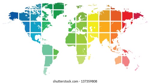 World Map Color Guide Isolated On: vector de stock (libre de regalías ...