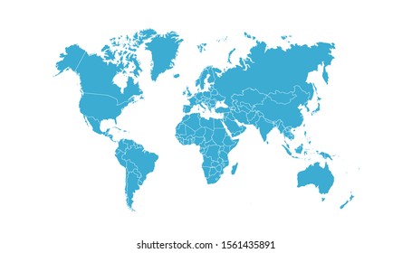 World Map Color Vector Modern Stock Vector (Royalty Free) 1561435891 ...