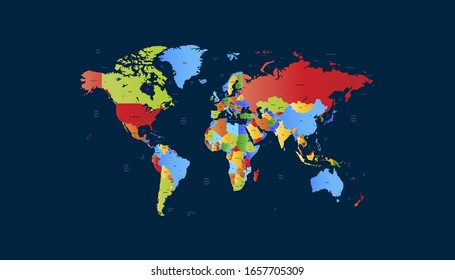 World Map Color Vector Modern Map Stock Vector (Royalty Free ...