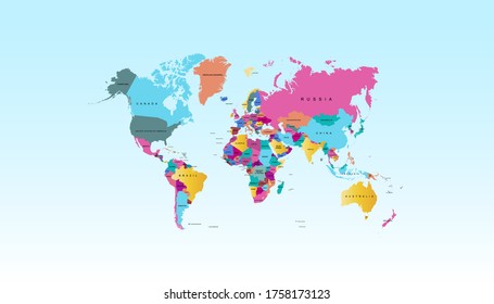 World Map Color Vector Modern Stock Vector (Royalty Free) 1758173123 ...