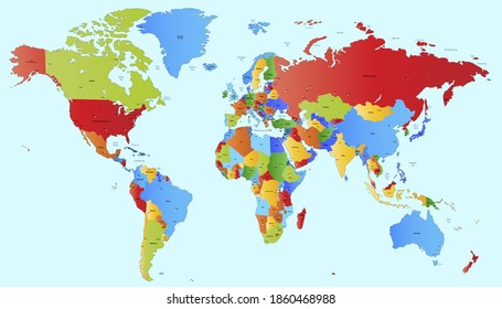 Mapa del mundo político de colores: vector de stock (libre de regalías ...