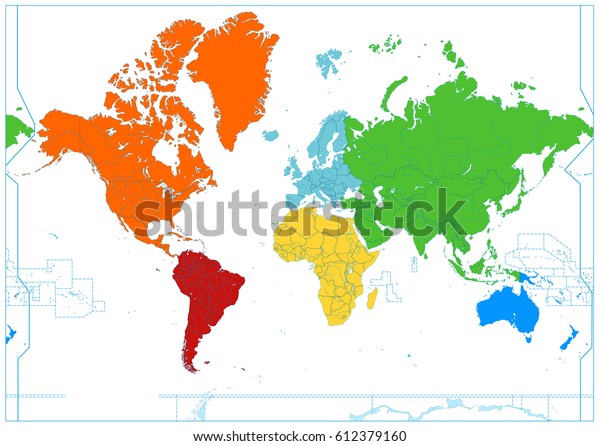 World Map Colorful Continents No Text Stock Vector (Royalty Free ...