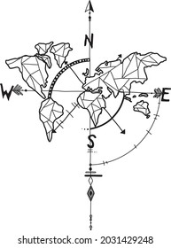 World Map Compass Wall Art Stock Vector (Royalty Free) 2031429248 ...