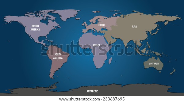 World Map Continents Pastel Color 库存矢量图（免版税）233687695 | Shutterstock