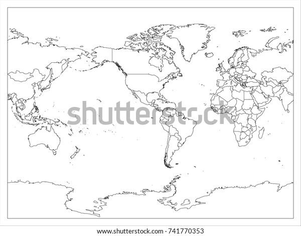 World Map Country Border Outline On: stockvector (rechtenvrij ...