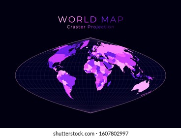 World Map Craster Parabolic Projection Digital Stock Vector (Royalty ...