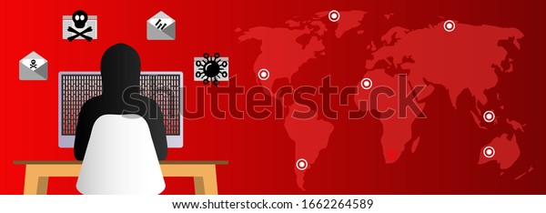 World Map Cyber Attack By Hacker Stock Vector (Royalty Free) 1662264589 ...