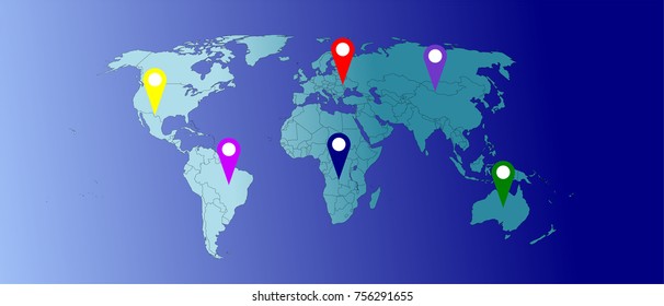 World Map Day Night Gps Position Stock Vector (Royalty Free) 756291655