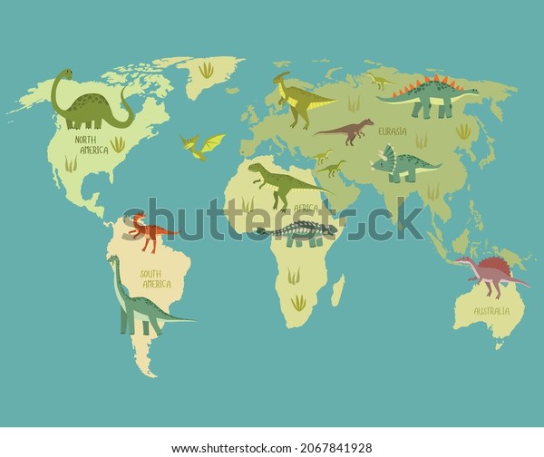 World Map Dinosaurs Dino World Map Stock Vector (Royalty Free ...