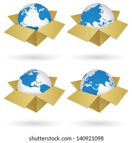 World Map Earth Globe Box Transportation Stock Vector (Royalty Free ...