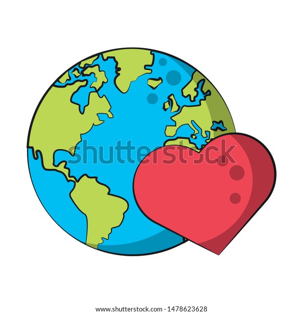 World Map Earth Globe Heart Love Stock Vector (Royalty Free) 1478623628 ...