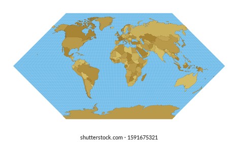 World Map Eckert Ii Projection Map Stock Vector (Royalty Free ...