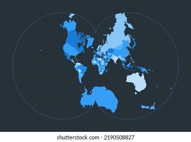 World Map Eisenlohr Conformal Projection Futuristic Stock Vector ...