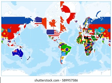 3d Map World National Flags On Stock Illustration 634054874 | Shutterstock