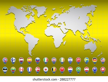 World Map Flags Different Countries Vector Stock Vector (Royalty Free ...