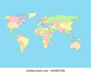 World Map Blue Ocean Background 库存插图 1140884081 | Shutterstock