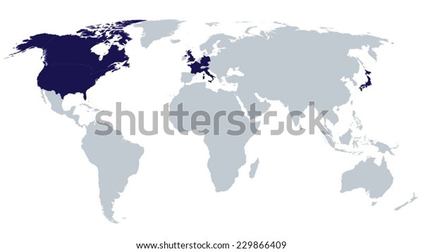 World Map G7 Countries Eps8 Vector Stock Vector (Royalty Free) 229866409