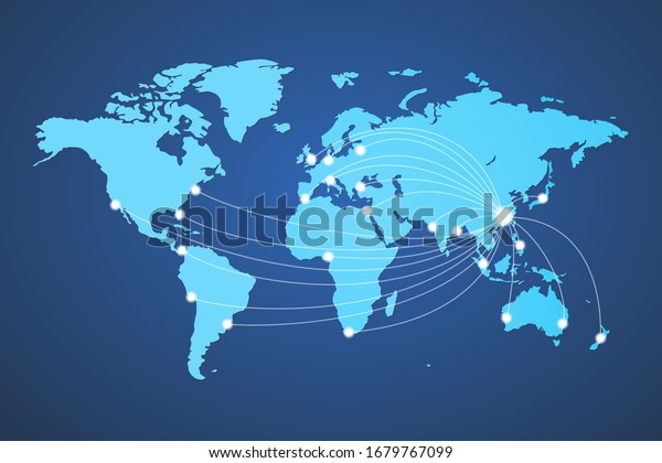 World Map Global Cargo Goods Destination Stock Vector (Royalty Free ...