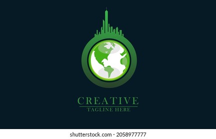 World Map Globe Building Icon Logo Stock Vector (Royalty Free) 2058977777