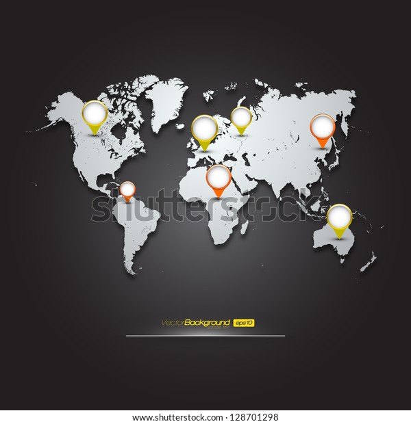World Map Gps Icons Eps10 Editable Stock Vector (Royalty Free) 128701298