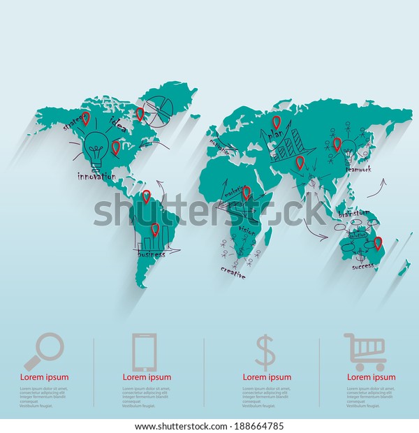World Map Graphs Business Success Strategy Stock Vector (Royalty Free ...
