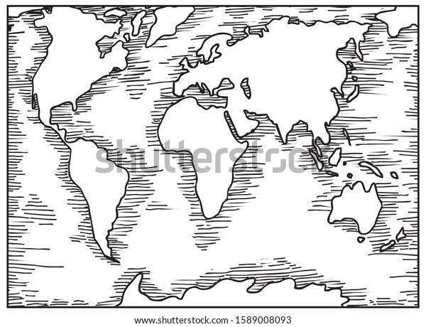 World Map Hand Drawn Sketch Style Stock Vector (Royalty Free ...