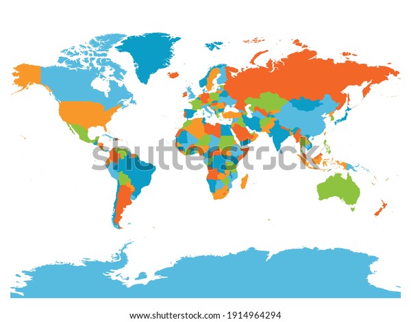 World map. High detailed blank political map of World. 5 colors scheme ...