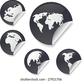 World Map Icons On Round Sticker Stock Vector (Royalty Free) 27921706 ...