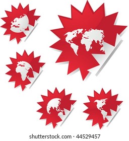 World Map Icons On Spiky Sticker Stock Vector (Royalty Free) 44529457 ...