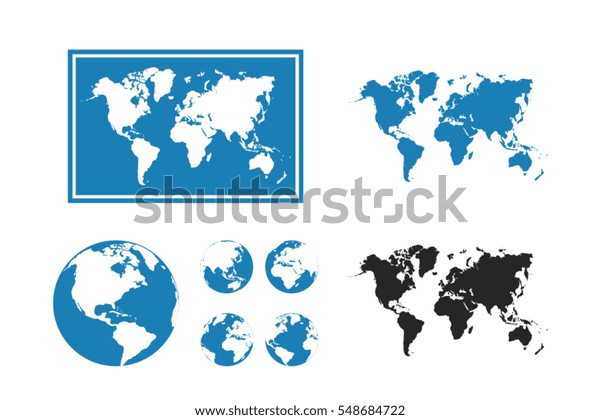 World Map Illustration Globe Set Stock Vector (Royalty Free) 548684722