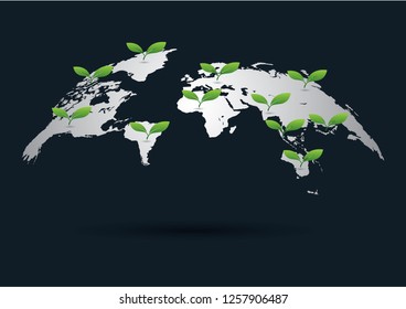 World Map Illustration Growth Tree Stock Vector (Royalty Free ...