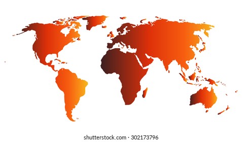 Orange Detailed World Map Earth Globes Stock Vector (Royalty Free) 99037385