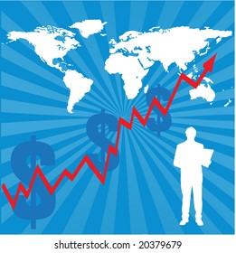 World Map Increasing Financial Chart Stock Vector (Royalty Free ...