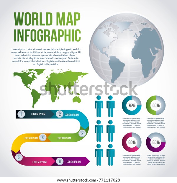 World Map Infographic Chart Population Timeline Stock Vector (Royalty ...