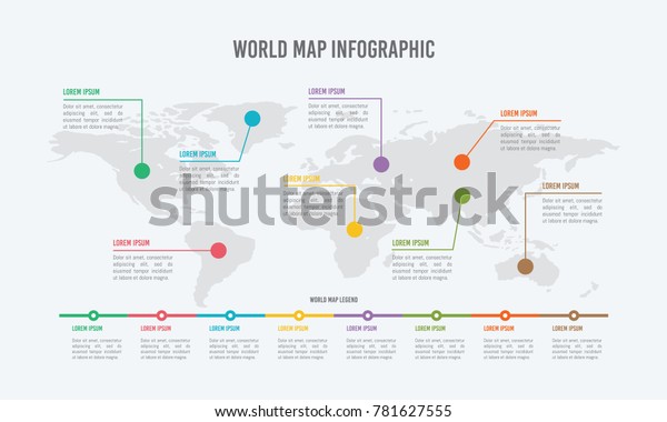 World Map Infographic with Legend Template Design Vector Illustration