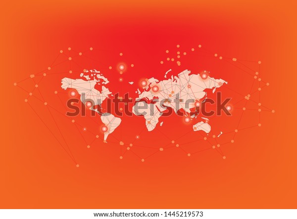 World Map Infographic Particles Connection Vector: เวกเตอร์สต็อก (ปลอด ...
