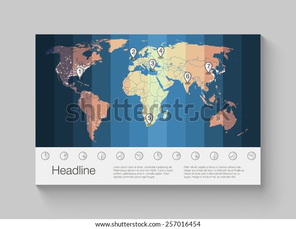 World Map Infographics Clear Illustration Time Stock Vector (Royalty ...