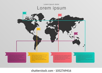 World Map Infographics Colorful Flags Space Stock Vector (Royalty Free ...