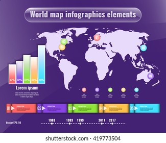 World Map Infographics Elements Presentation Stock Vector (Royalty Free ...