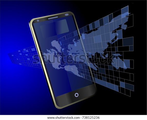 World Map Inside Smartphone Vector Illustration Stock Vector (Royalty ...